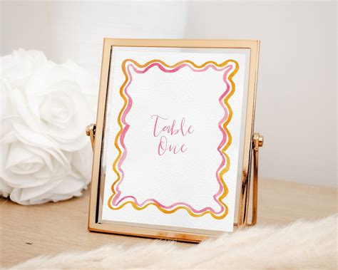 Watercolor Scallop Edge Table Number Template Sherbet Color Table Number Cards Pink And Orange