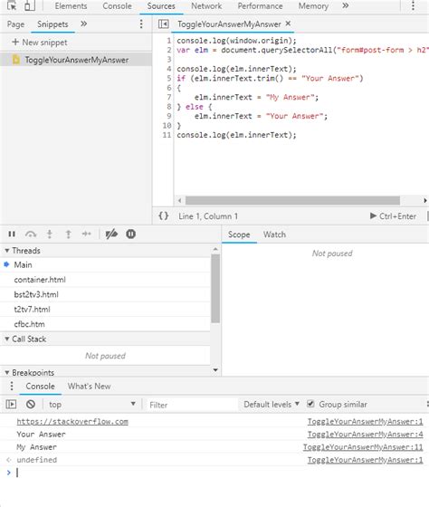 Javascript Console Commands Not Working After Ajax Sending Back In Page