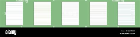 Grid Paper Set Realistic Blank Lined Paper Sheet In A Format Striped Background With Color