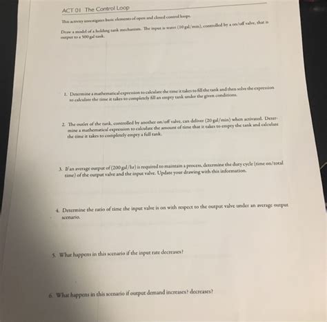 ACT The Control Loop This Activicy Investigates Chegg