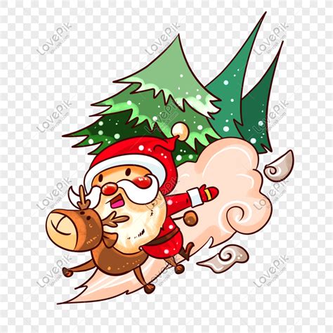 Navidad Santa Claus Montando Una Ilustración De Alces Dibujados Png
