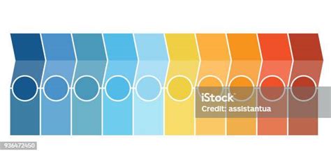 템플릿 Infographics 화살표 열 원형 디자인 타임 10 위치는 워크플로 배너 다이어그램 웹 디자인 영역형 차트에 사용할 수 있습니다 0명에 대한 스톡 벡터 아트 및