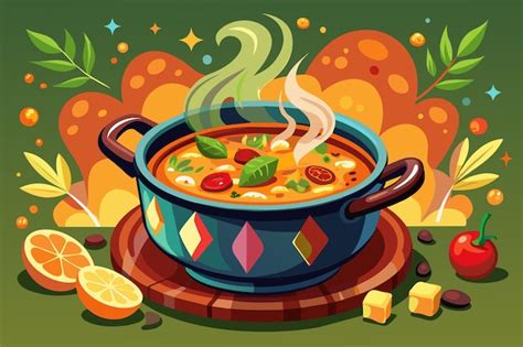 Premium Vector A Cartoon Of A Soup With A Spoon In It
