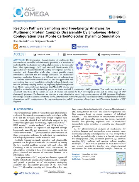 Pdf Reaction Pathway Sampling And Free Energy Analyses For Multimeric