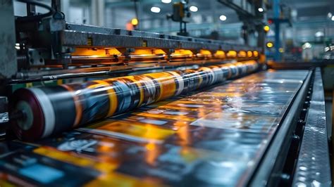 Premium Photo Illustration Of Newspaper Printing Automation With Machine And Stack Of