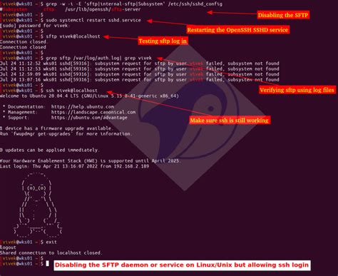 how to turn off sftp server but allow ssh login on linux nixcraft