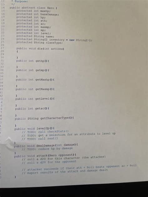 Solved Java Programming Complete Just The Hero Class As