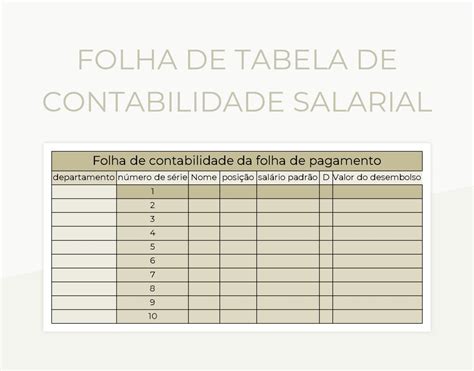 Planilhas Folha De Tabela De Contabilidade Salarial Excel E Edição On