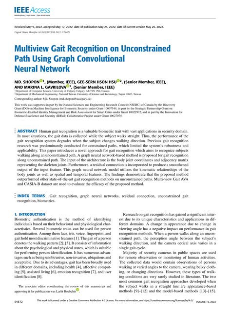 Pdf Multi View Gait Recognition On Unconstrained Path Using Graph Convolutional Neural Network