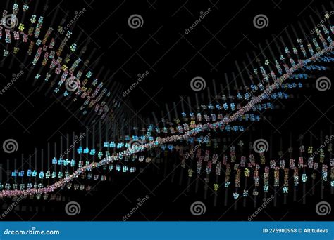 Bioinformatics Visualization Of Human Dna With Each Strand Represented As A Line And Each Base
