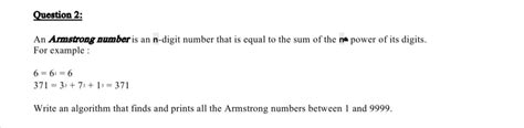 solved question an armstrong number is an n digit number