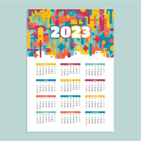 Colorful Fun Abstract Calendar 2023 Template 13513347 Vector Art At