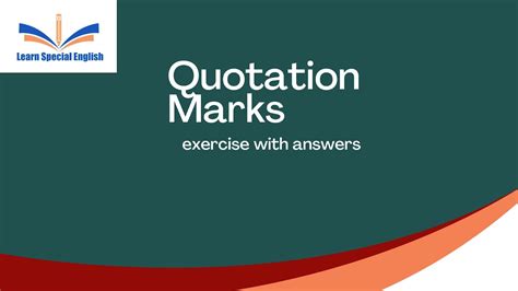 Quotation Marks Exercise With Answers