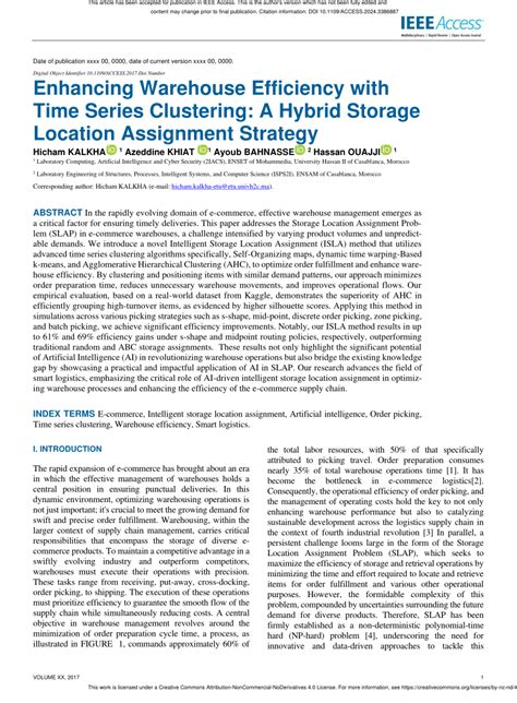 Pdf Enhancing Warehouse Efficiency With Time Series Clustering A Hybrid Storage Location