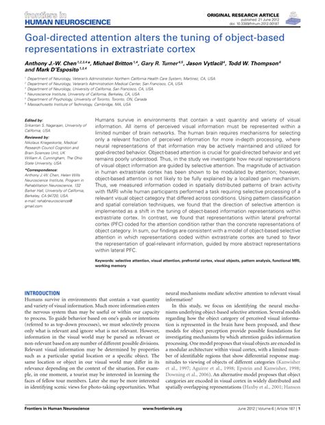 Pdf Goal Directed Attention Alters The Tuning Of Object Based Representations In Extrastriate