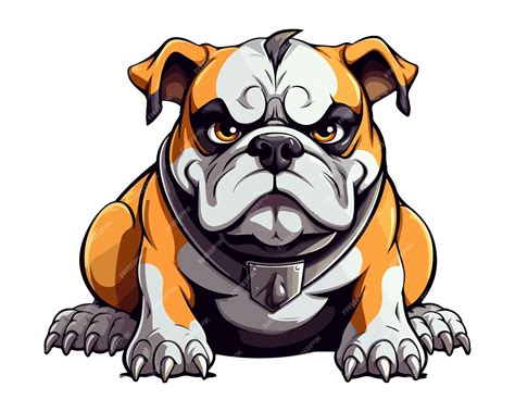 강한 불독 마스코트 만화 캐릭터 벡터 일러스트 레이 션 프리미엄 벡터