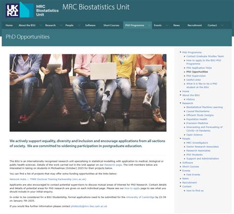 Pauline Ikpa On Linkedin Phd Opportunities Biostatistics University Of Cambridge Uk Mrc…