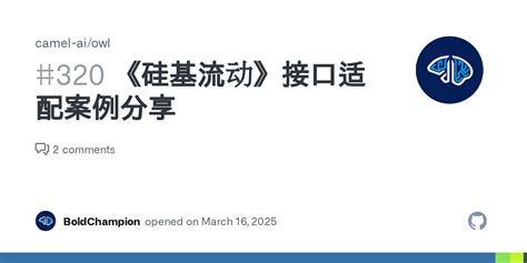 《硅基流动》接口适配案例分享 · Issue 320 · Camel Aiowl · Github