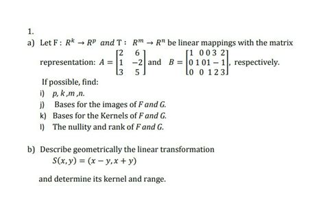 1 a let f rk rp and t rm → rn be linear