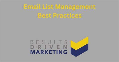 Best Practices For Email List Management RD Marketing