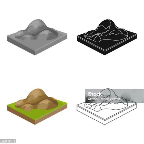 산 바위 및 조 경입니다 구호와 산 만화 스타일 아이소메트릭 벡터 기호 재고 일러스트 웹에서 아이콘을 단일 0명에 대한 스톡 벡터 아트 및 기타 이미지 Istock