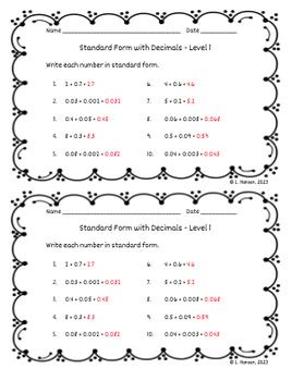 Expanded Form With Decimal Numbers By Differentiation By Design TPT