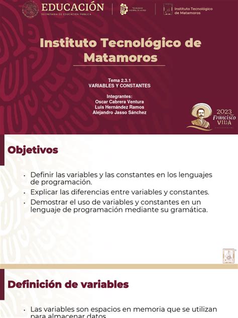 231 Variables Y Constantes Pdf Variable Informática Lenguaje