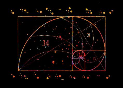 Fibonacci Sequence Watercolor Print Science Art Illustration Fibonacci