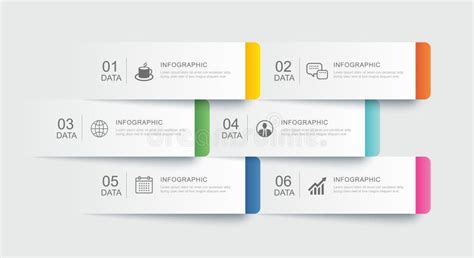 6 Data Infographics Tab Paper Index Template Illustration Abstract