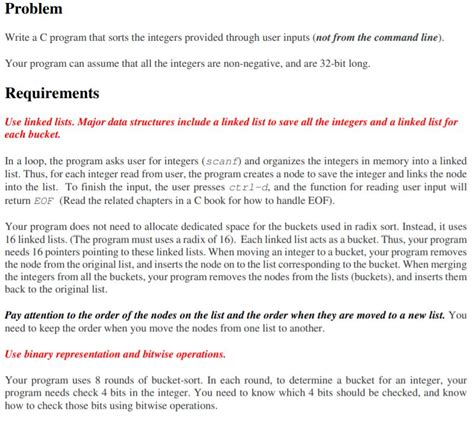 Problem Write A C Program That Sorts The Integers
