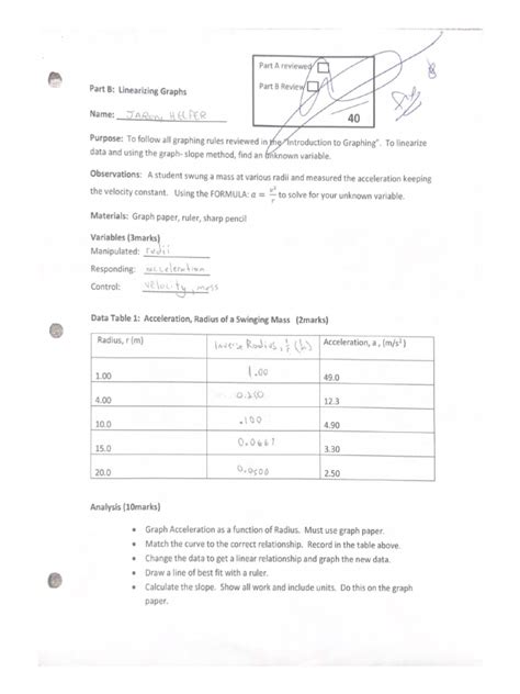 A1 Linearizing Graphs Pdf