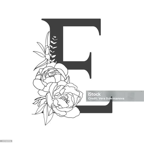 Alfabet Bunga Vektor Desain Bunga Huruf E Dekorasi Undangan Pernikahan Kartu Kartu Nama Toko