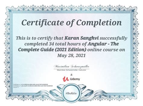 Karan Sanghvi On Linkedin Successfully Completed 34 Total Hours Of Angular The Complete Guide