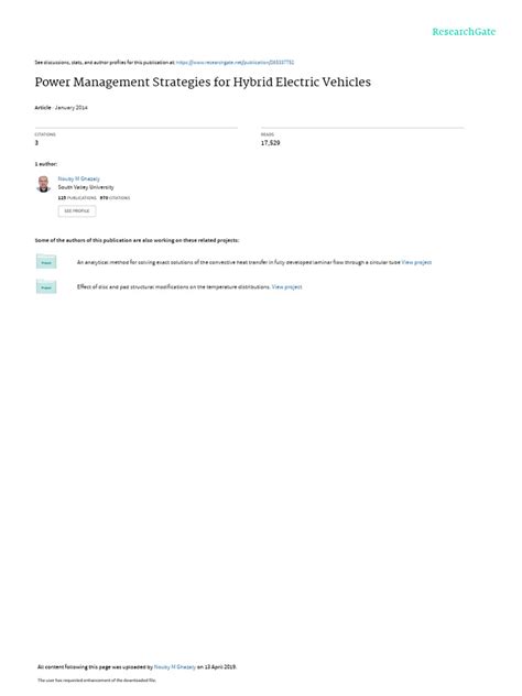 Power Management Strategies For Hybrid Electric Vehicles January 2014 Pdf Hybrid Vehicle