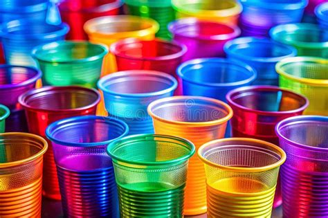 Colorful Disposable Plastic Cups A Macro Photography Showcase For Party
