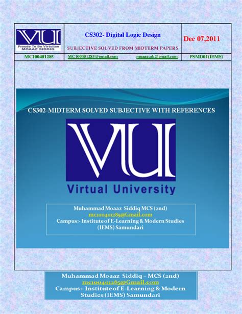 CS Midterm Solved Subjectives With References BY Moaaz CS Digital Logic Design