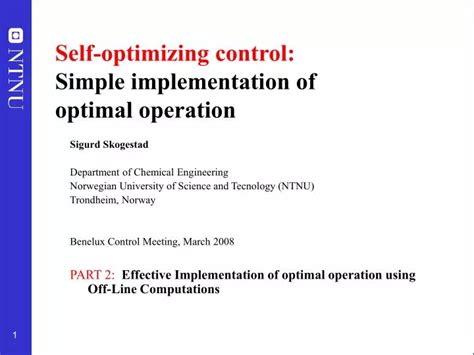 Ppt Self Optimizing Control Simple Implementation Of Optimal
