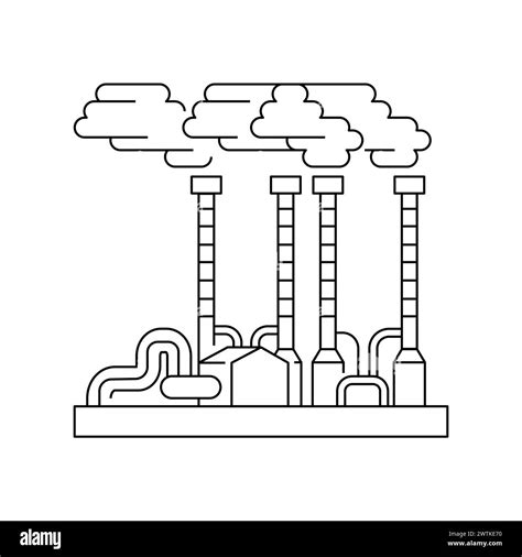 Geothermal Power Plant Color Line Icon Green Generating Industry Vector Isolated Element