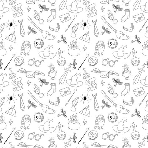 Hand Drawn Seamless Pattern Doodle Magic Vector Background Wallpaper Backdrop 11665297 Vector