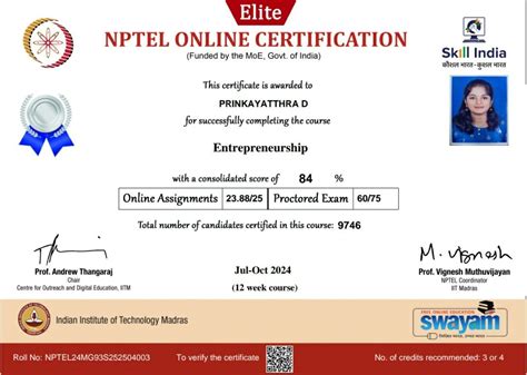 prinkayatthra d on linkedin entrepreneurship nptel openelective elitesilver innovation