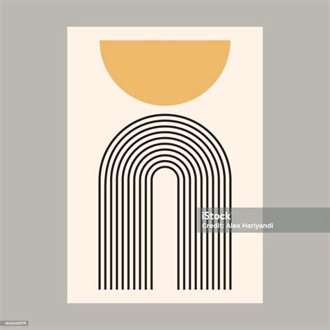 중세기 추상적 인 현대 미적 배경 디자인은 기하학적 균형 모양으로 설정됩니다 인쇄물 표지 벽지 벽 예술을위한 추상 예술 디자인 벡터 일러스트 레이 션 0명에 대한 스톡 벡터