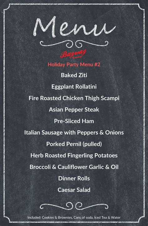 Special Event Menus Bayway Catering Linden NJ