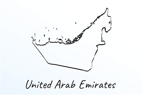 아랍에미리트의 핸드 드로우 맵 검정 선 그리기 스케치입니다 흰색 배경에 윤곽 낙서 국가의 필기 스크립트 이름입니다 벡터 일러스트레이션 0명에 대한 스톡 벡터 아트 및 기타