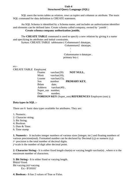 Chap 4 Dbms Pdf Data Type Sql
