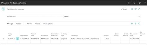 Disposal Of Fixed Asset In Business Central