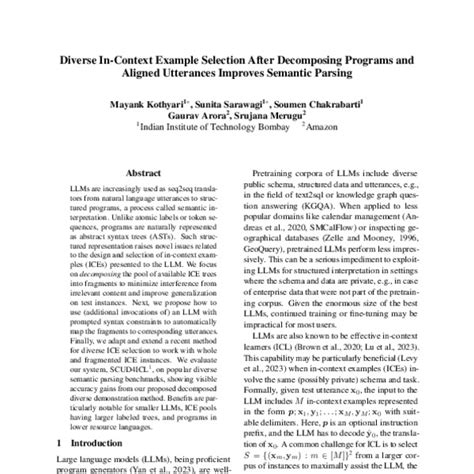 Diverse In Context Example Selection After Decomposing Programs And Aligned Utterances Improves