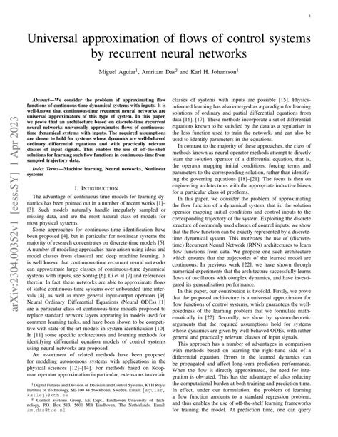 Pdf Universal Approximation Of Flows Of Control Systems By Recurrent Neural Networks