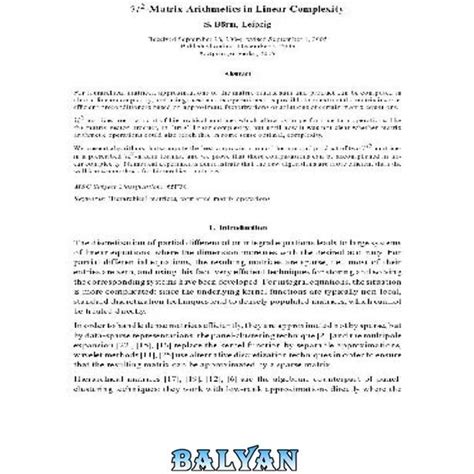 خرید و قیمت دانلود کتاب Matrix Arithmetics In Linear Complexity ترب