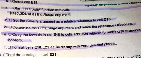 a select cell e18 b start the sumif function with cells d5 d14 as
