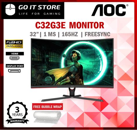AOC C32G3E 31 5 FHD 165Hz 1ms FreeSync Curve Gaming Monitor HDMI DP Lazada